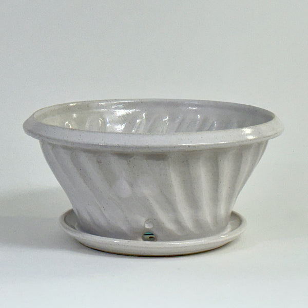 #6 Glazed Spiral Fluted Paperwhite Pot with Attached Saucer - Wakefield ...