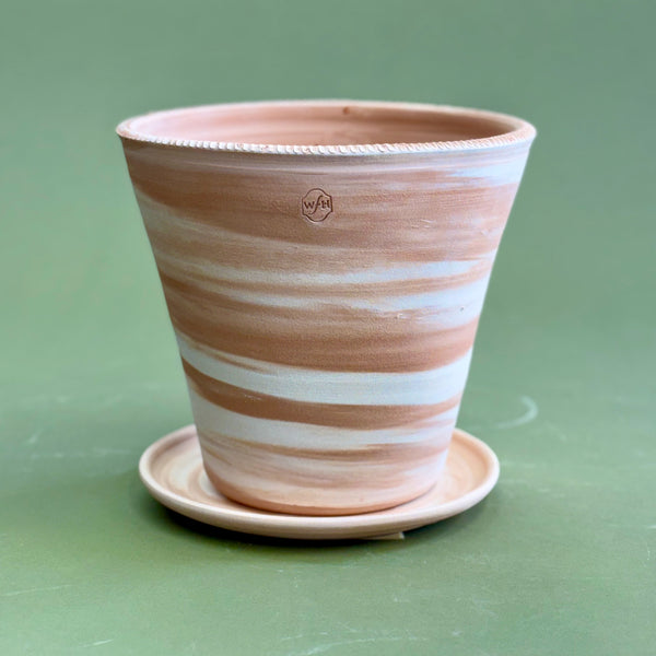 Marbled Work Pots with Saucer - Wakefield Handmade